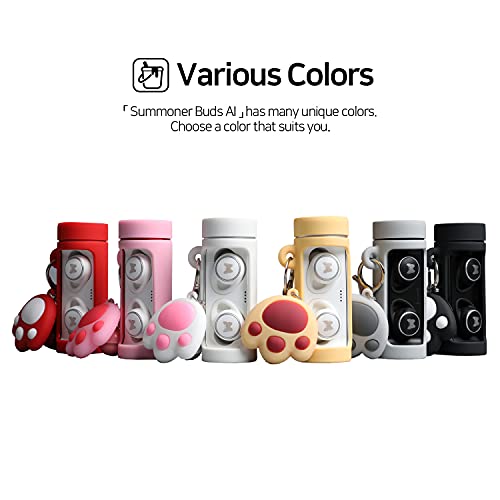Summonerbuds AI Black (Gray Silicon Case) Bluetooth 5.0 True Wireless Earbuds IPX6 Waterproof, in-Ear Earphones with Microphone