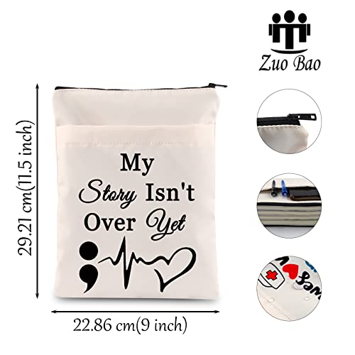Zuo Bao Semicolon Book Pouch Semicolon Gift My Story Isn't Over Yet Suicide Awareness Book Sleeve Inspirational Gift Keep Going Gift(My Story Isn't Over Yet)