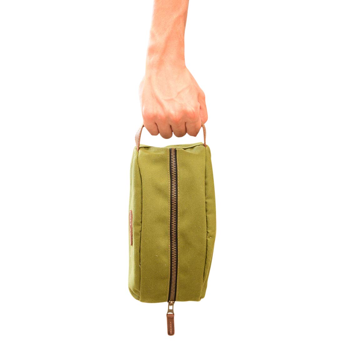 Hide & Drink, Water Resistant Canvas Toiletry Bag, Organizer, Travel Dopp, Home & Office Accessories, Handmade :: Olive