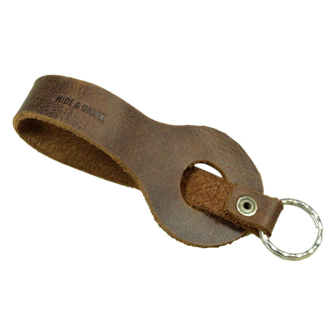 Hide & Drink, Leather Belt Key Holder, Hook for Bags, Keychain Organizer, Accessories, Handmade, Bourbon Brown