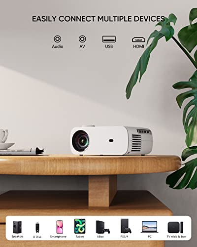FunFlix Projector with WiFi and Bluetooth, 12000L/1080P Movie Projector Mini Portable Projector 300" Display, Support 4K, Built-in HiFi Speaker, Compatible HDMI/USB/PC/TV Box/iOS & Android Phone