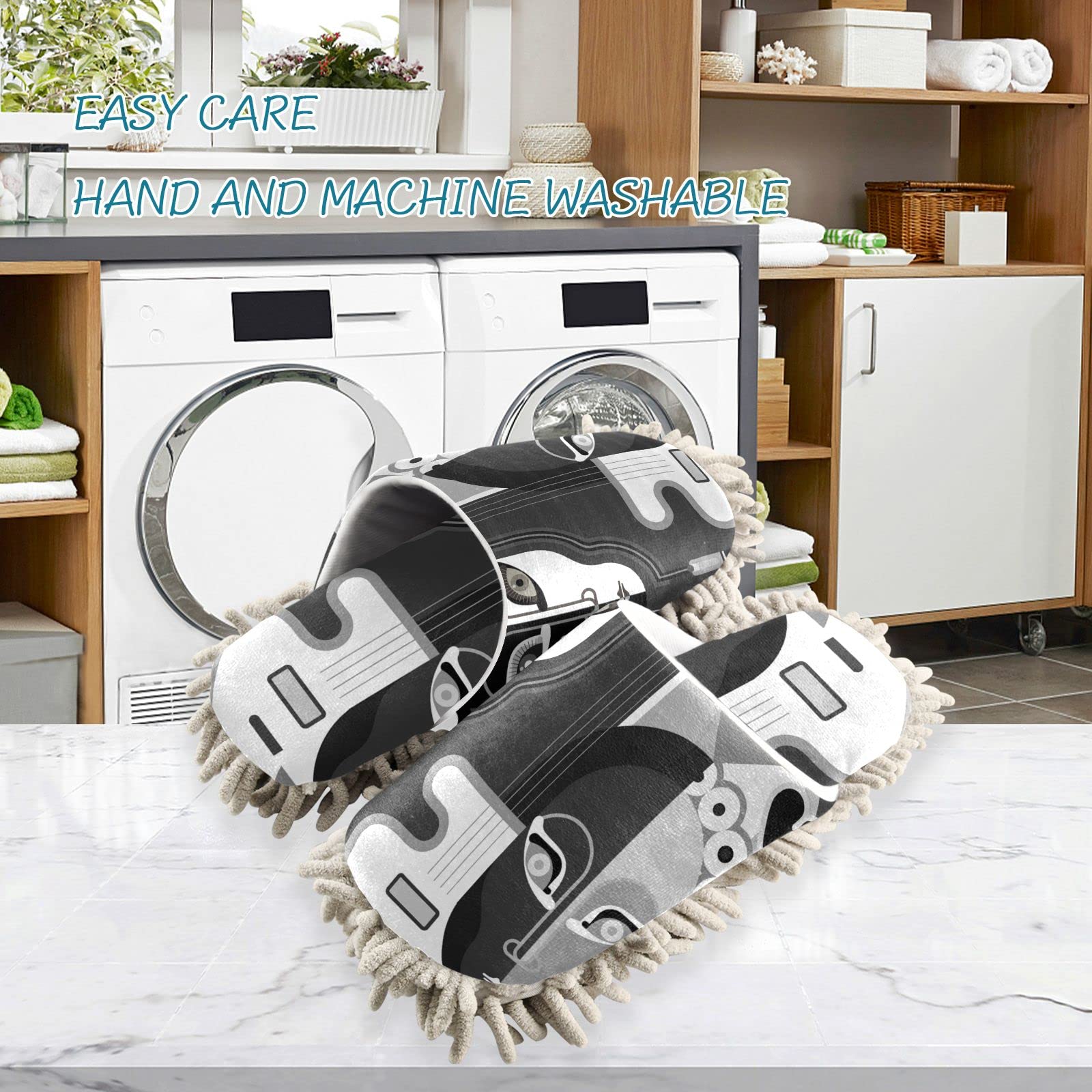 Musical Party Abstract Vector Mop Slippers Shoes Cover for Floor Cleaning Washable Dirty Hair Dust Cleaners Microfiber Mop Socks for House Kitchen Office