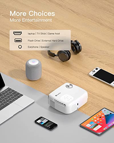 FunFlix Projector with WiFi and Bluetooth, 12000L/1080P Movie Projector Mini Portable Projector 300" Display, Support 4K, Built-in HiFi Speaker, Compatible HDMI/USB/PC/TV Box/iOS & Android Phone