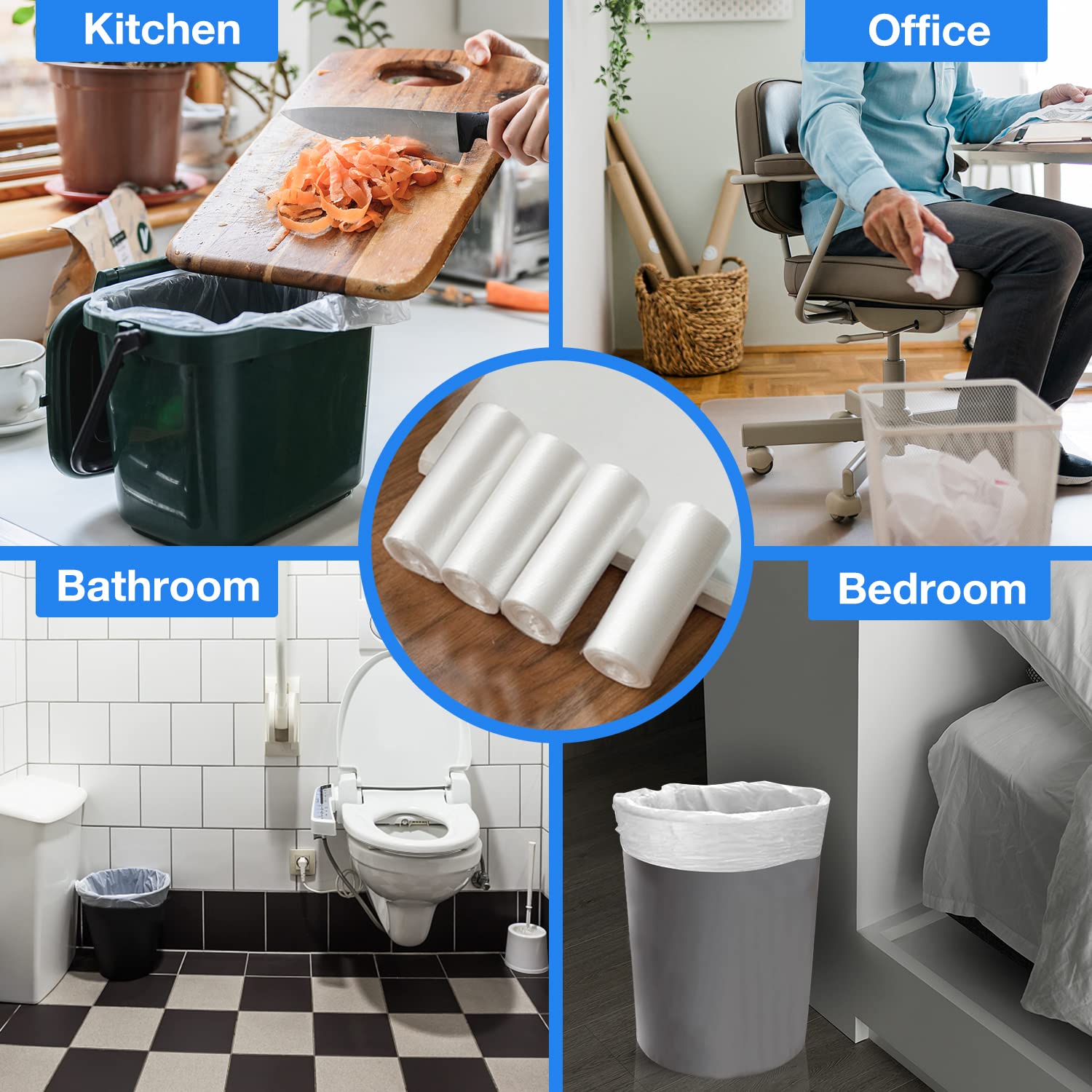 Charmount Small Trash Bags 1.2 Gallon, 102 Count Garbage Bags Bathroom Trash Can Liners,fit 4.5-5 Liter Clear