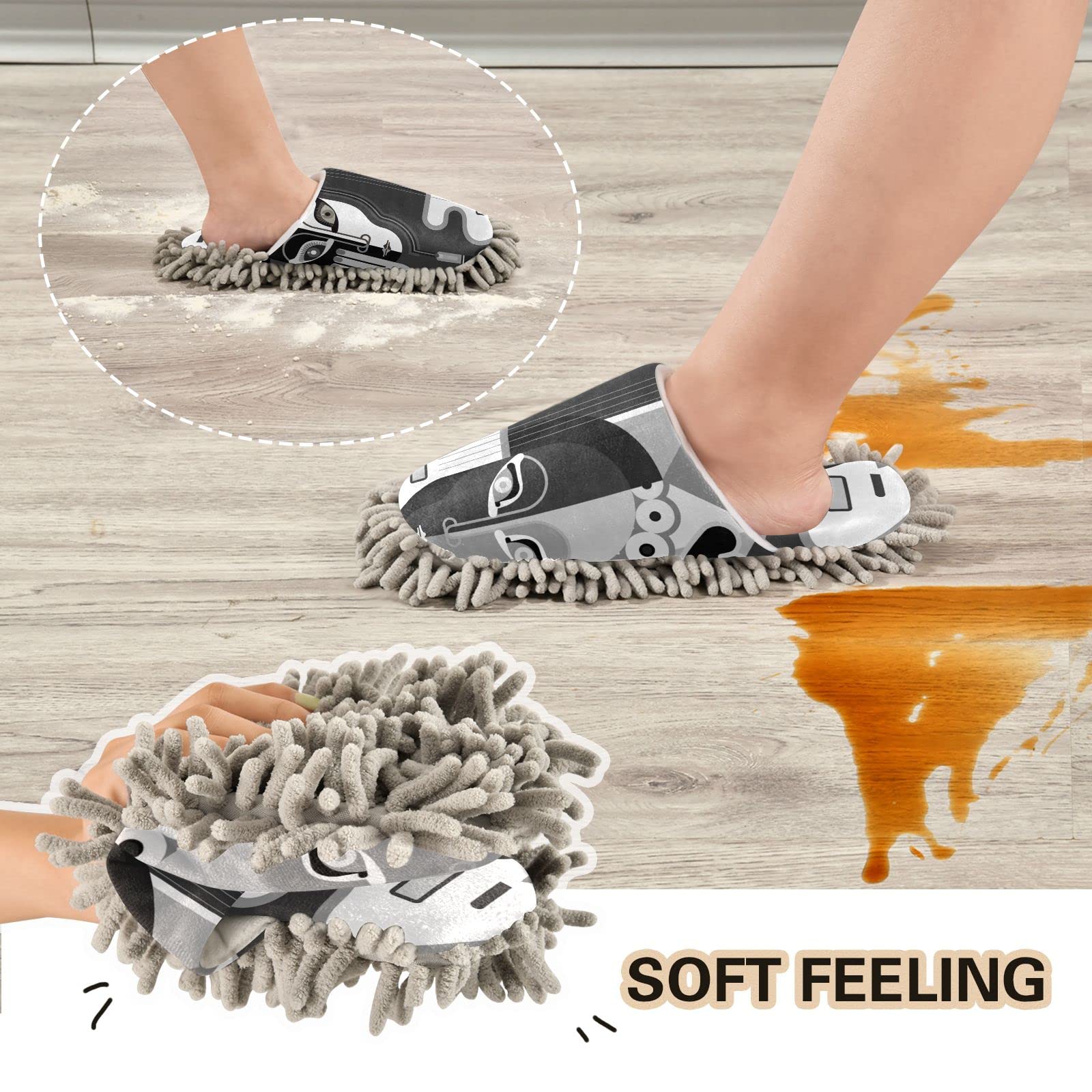 Musical Party Abstract Vector Mop Slippers Shoes Cover for Floor Cleaning Washable Dirty Hair Dust Cleaners Microfiber Mop Socks for House Kitchen Office