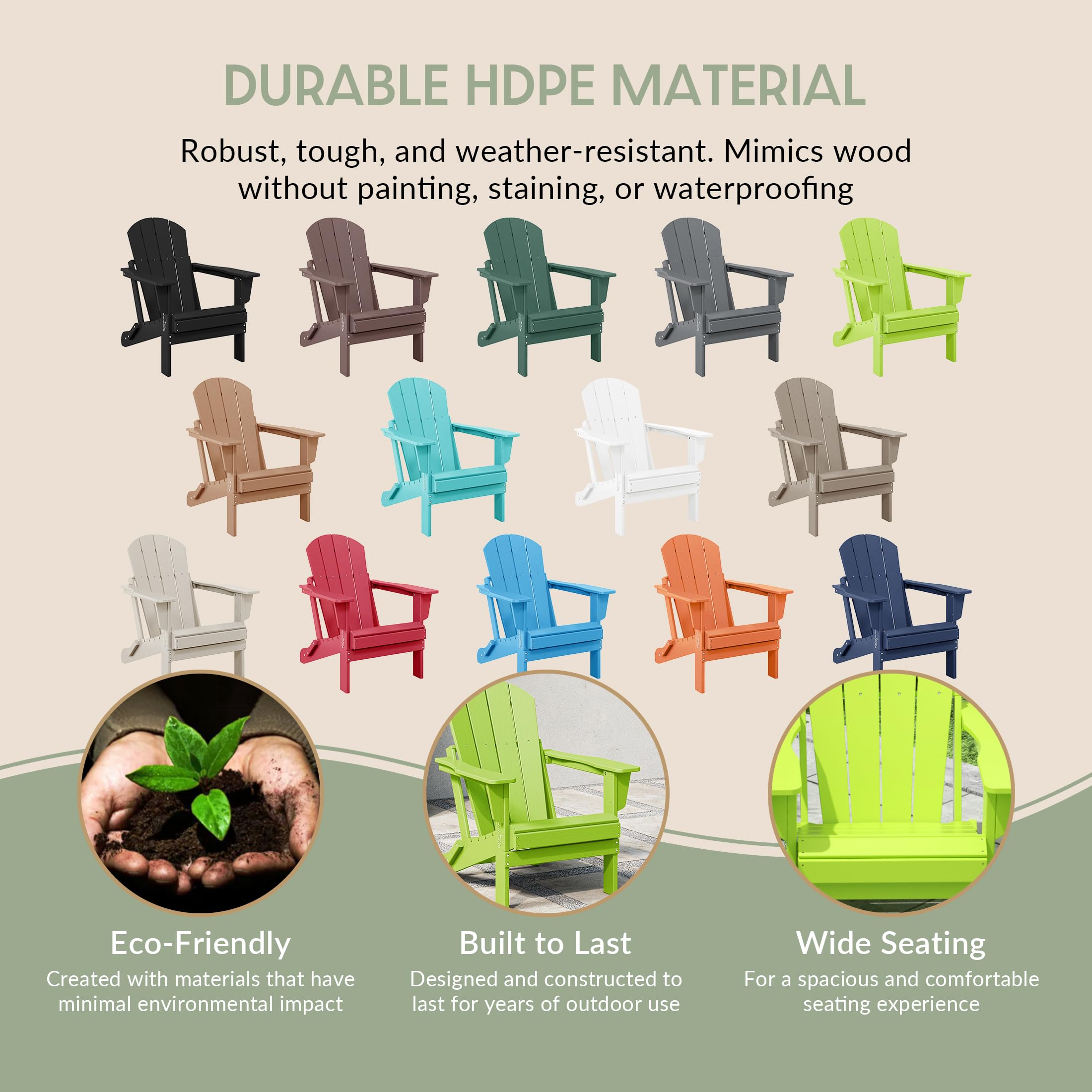 WestinTrends Malibu 2-Piece Set Outdoor Folding Poly Adirondack Chair, Lime