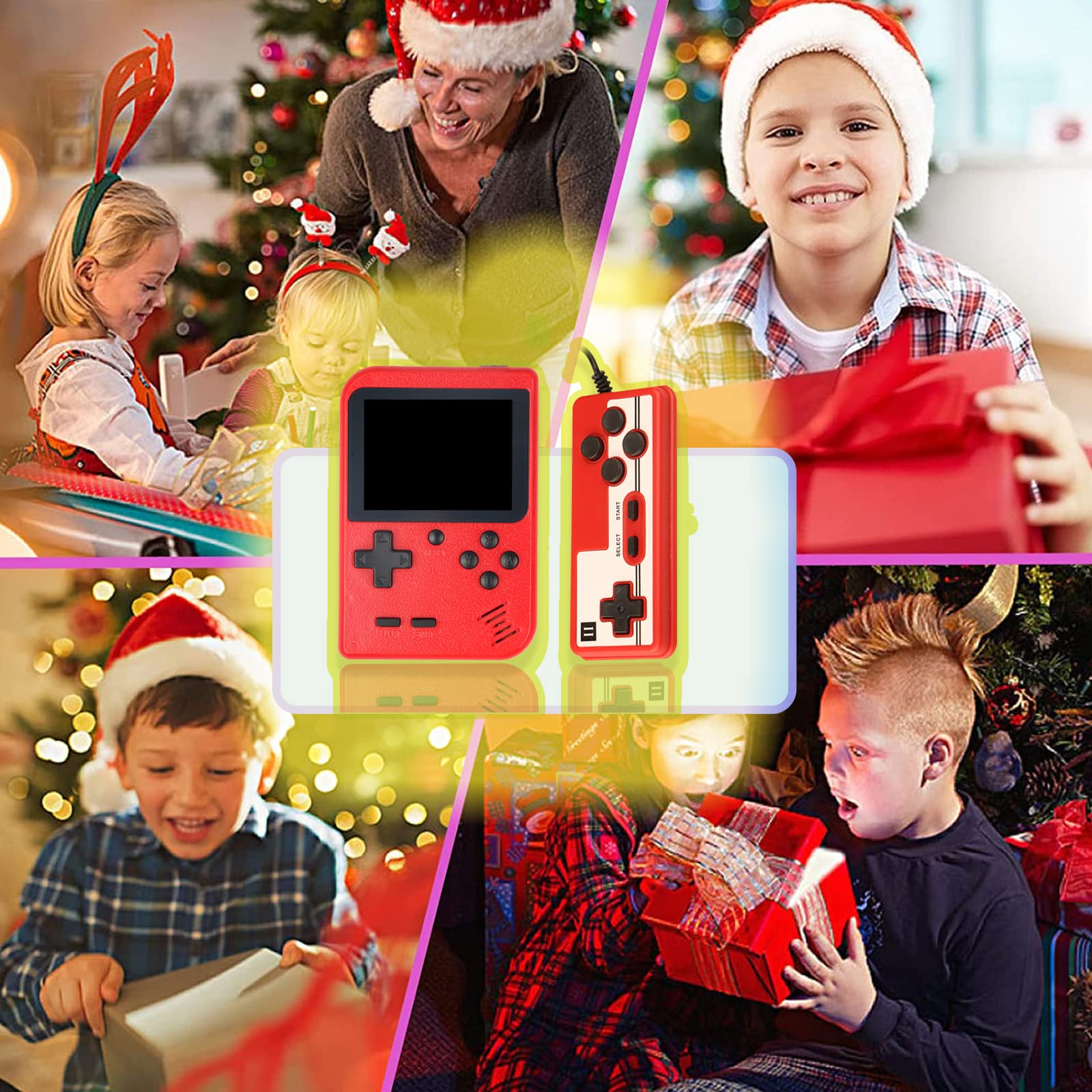 Nikodocr Portable Handheld Game Console, 3 Inch LCD Screen Portable Video Game Console with 500 Classic Games, 1020mAh Rechargeable Battery Support for Connecting TV and Two Players (Red)