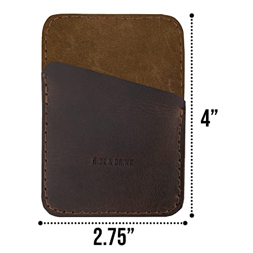 Hide & Drink, Leather Minimalist Card Holder, Holds Up to 4 Cards, Travel Organizer, Accessories, Handmade Includes 101 Year Warranty :: Bourbon Brown