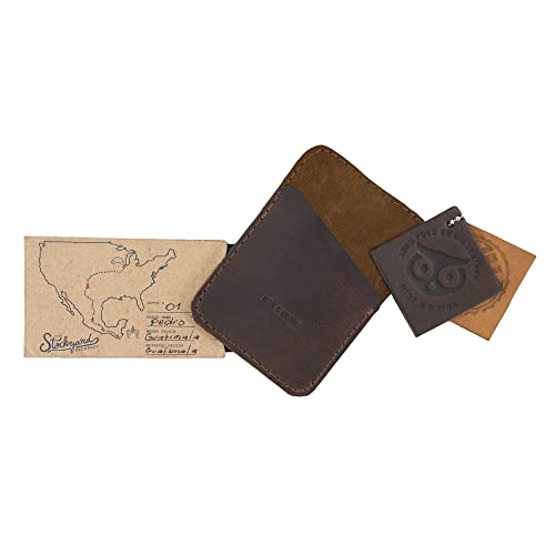Hide & Drink, Leather Minimalist Card Holder, Holds Up to 4 Cards, Travel Organizer, Accessories, Handmade Includes 101 Year Warranty :: Bourbon Brown