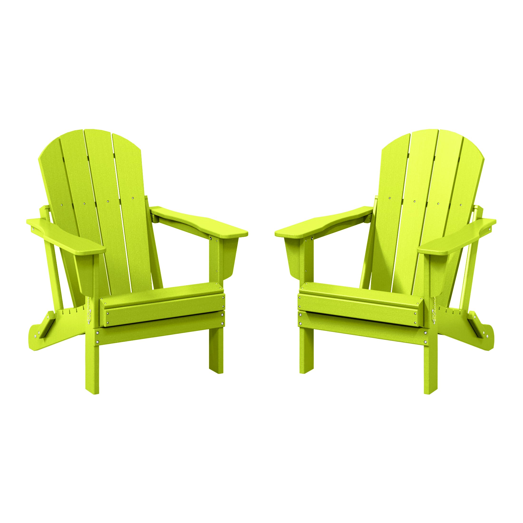WestinTrends Malibu 2-Piece Set Outdoor Folding Poly Adirondack Chair, Lime