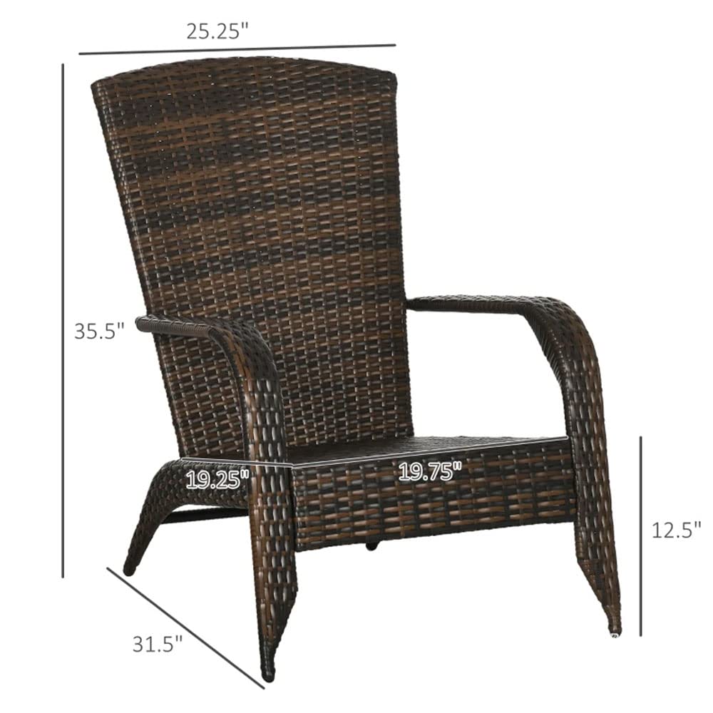 Hypeshops Patio Wicker Adirondack Chair w/Soft Cushions, Tall Curved Backrest and Comfortable Armrests - Cream White