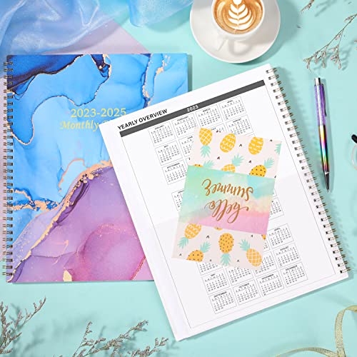 2023-2025 Monthly Planner/Calendar - 2 Year(24 Months) Planner with Tabs & Pocket, July 2023 - June 2025, Contacts and Passwords, 8.5" x 11", Thick Paper, Twin-Wire Binding - Pink Purple Marble