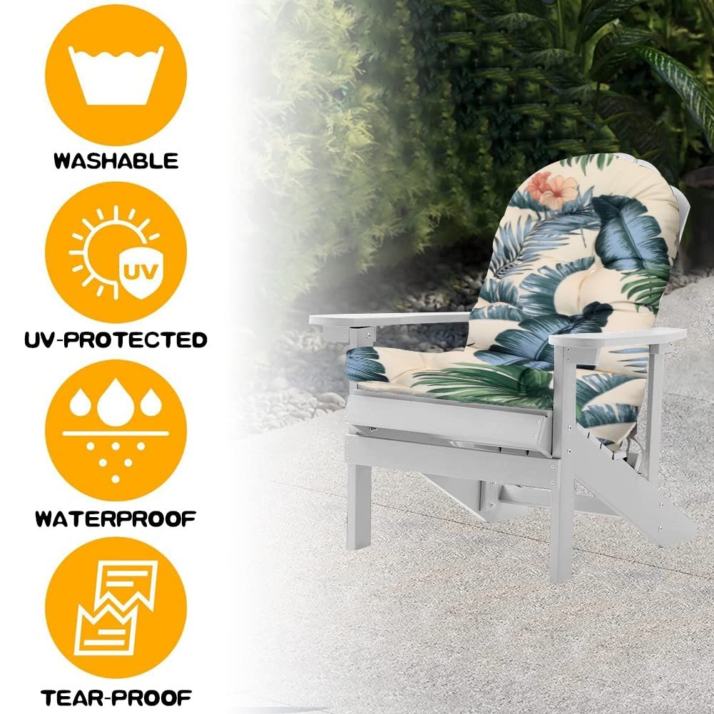 Srutirbo Rocking Chair Cushion, High Back Patio Cushions 44x19 inch, Waterproof Indoor/Outdoor Furniture Chair Cushions Pads with Straps, Seasonal All Weather Replacement (Leaf)