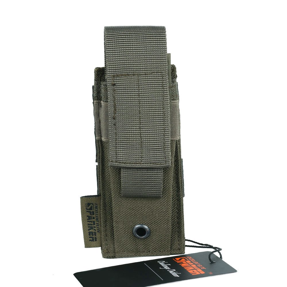 EXCELLENT ELITE SPANKER Molle Single/Double Pistol Mag Pouch Tactical Magazine Pouch Tool Organizer Holder (Single Ranger Green)