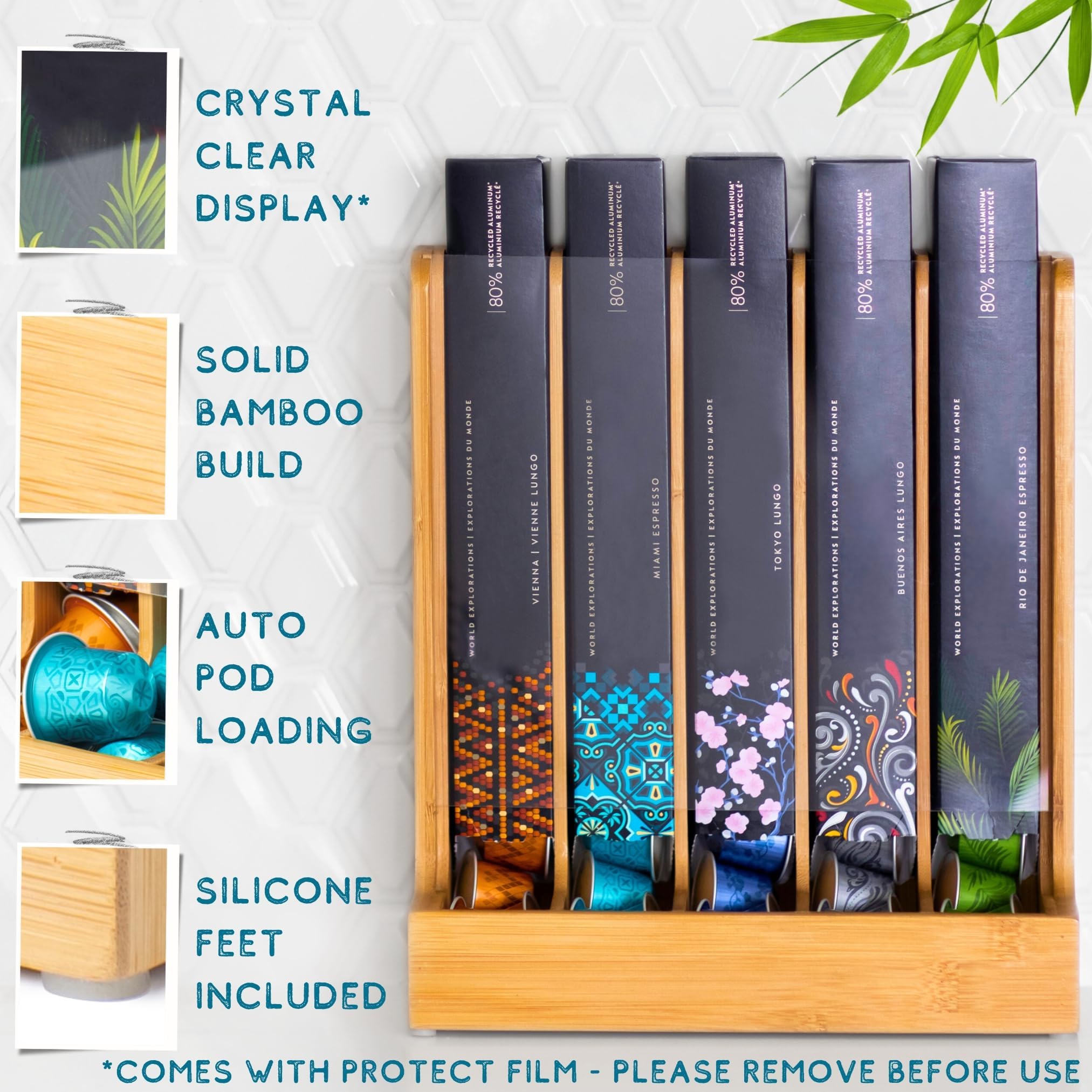 House Perfect Coffee Pod Holder - Coffee Pod Organizer for Kitchen Countertops and Coffee Stations or Coffee Bars - compatible with Nespresso Pods Holder Original Size - Coffee Pod Storage