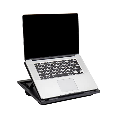 Mind Reader LTADJUST-BLK Adjustable Portable 8 Position Lap Top Desk with Built in Cushions, Black