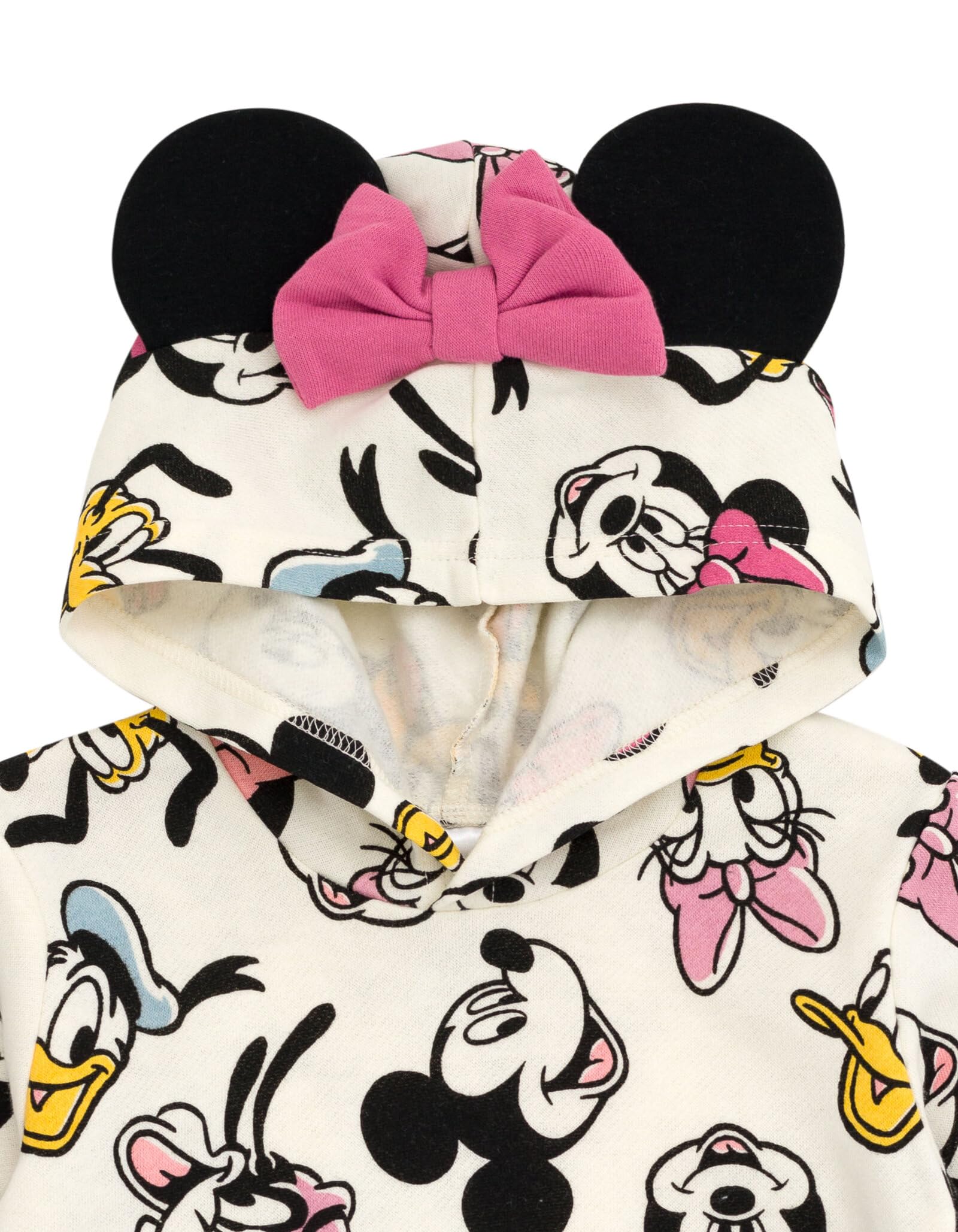 Disney Minnie Mouse Little Girls Fleece Pullover Hoodie White/Bow 7-8