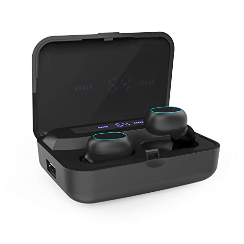Laud True Wireless Earbuds – Sound ProBuds Compatible with iOS & Android - Built-in Microphone - Portable Charging Case with Digital Display - Black