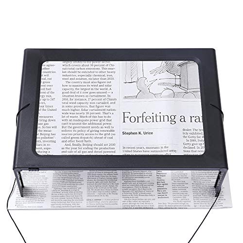 Hands-Free Magnifying Glass Large Full-Page Rectangular 3X Magnifier LED Lighted Illuminated Foldable Desktop Portable for Elder