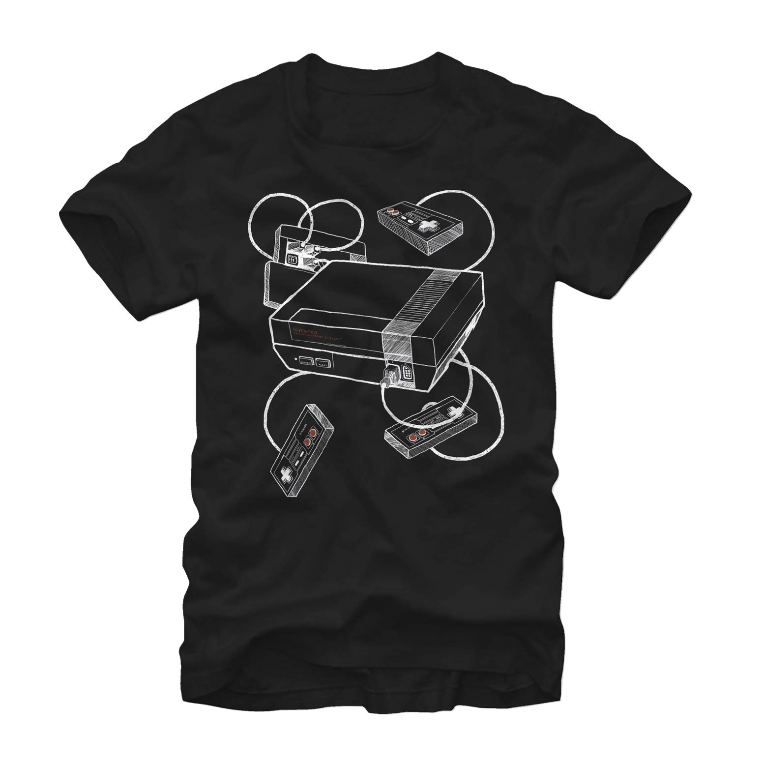 Nintendo Men's Sketch Console T-Shirt, Black, Large