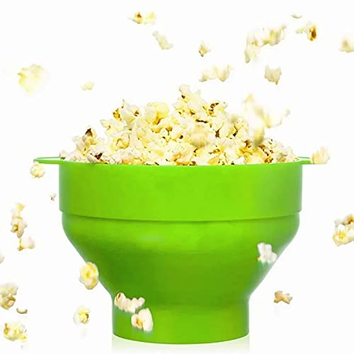 Microwave Silicone Popcorn Popper,Microwave Popcorn Popper, Collapsible Silicone Popcorn Maker Bowl with Handle Lid, High Temperature Resistant, Air Popcorn Maker, for Oven, Microwave Oven, micro