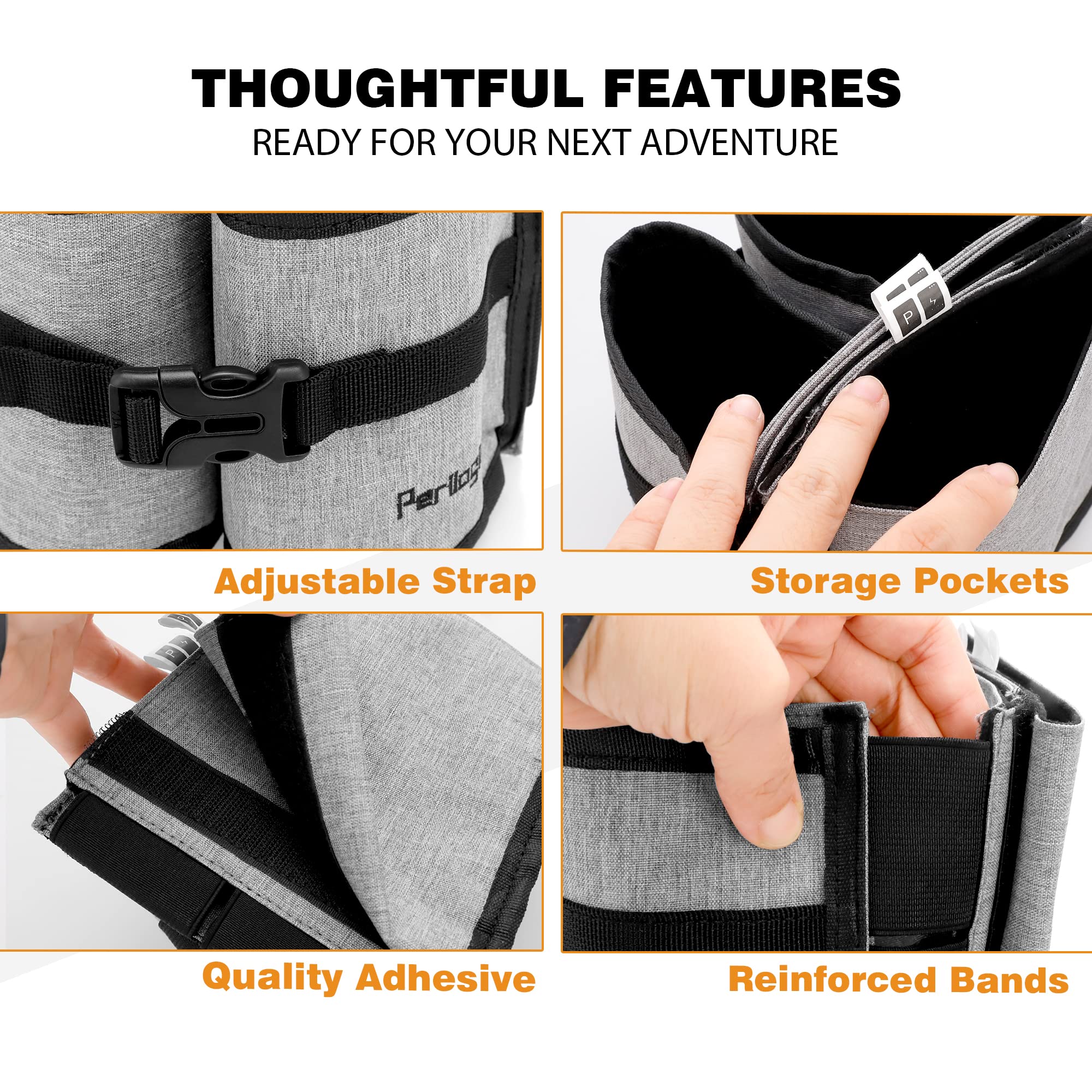 Perilogics Luggage Travel Cup Holder Attachment for Suitcase Drink, Coffee Mug, Bottle Caddy. Traveler Carry on Hands Free Accessory. Ideal for Frequent Travelers or Flight Attendants Gift.