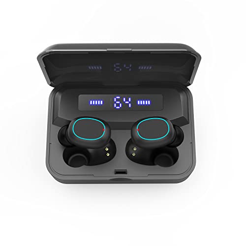 Laud True Wireless Earbuds – Sound ProBuds Compatible with iOS & Android - Built-in Microphone - Portable Charging Case with Digital Display - Black