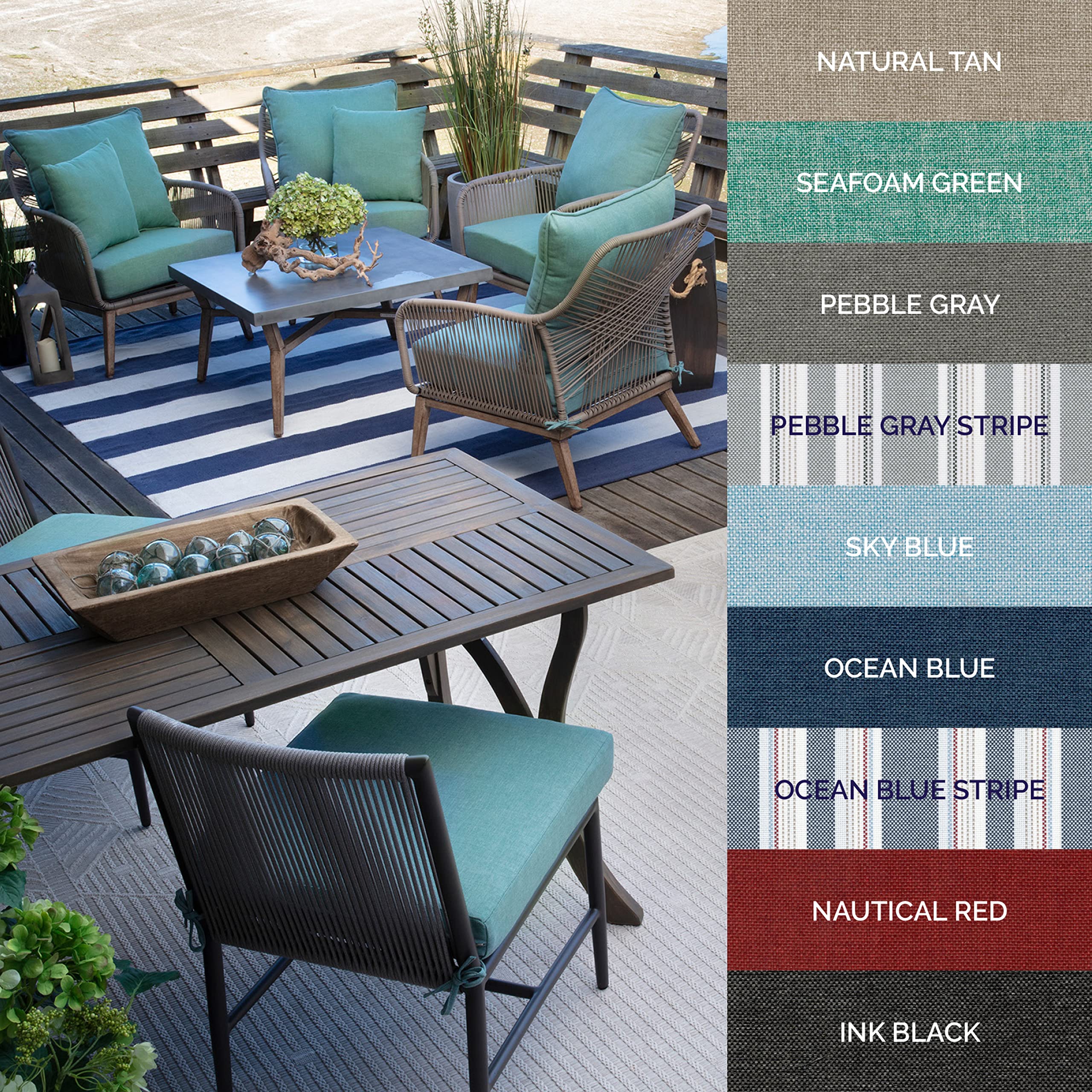 ARDEN Oceantex Adirondack Chair Cushion, 21.5 x 19, Rain-Proof, Fade Resistant, Cushions for Adirondack and Rocking Chairs 19 x 21.5, Seafoam Green