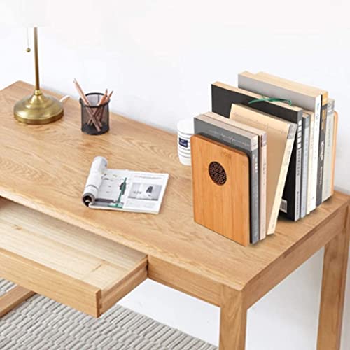Bookends Natural Wood Adjustable Bookshelf, Office Living Room Desktop Decoration Storage Shelf, Large-Capacity Organizer for Home Office bookends
