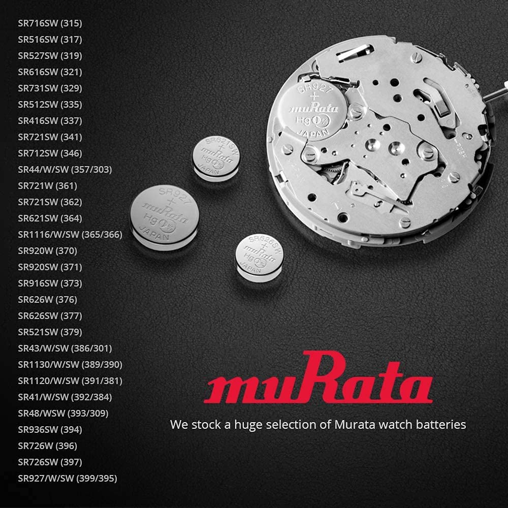 Murata 389/390 SR1130/W/SW Battery 1.55V Silver Oxide Watch Button Cell - Replaces Sony 389/390 (2 Batteries)