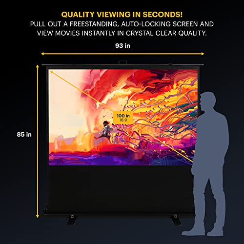KODAK Portable Projector Screen | 100β Indoor & Outdoor 16:9 Video Projection Surface & Stand with Carry Handle | 1080p, 4K/8K UHD, 3D & HDR Ready | Fast Setup for Movies, Office Presentations & More