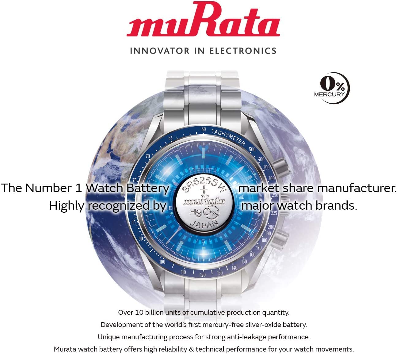 Murata 389/390 SR1130/W/SW Battery 1.55V Silver Oxide Watch Button Cell - Replaces Sony 389/390 (2 Batteries)