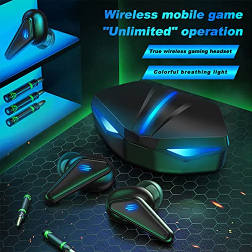 Geva Wireless Gaming Earbuds, 30H Playback Wireless Gaming Headphones with Charging Case Waterproof in-Ear Headsets with Microphone K55 Bluetooth Earbuds for Android iOS Laptop TV Computer