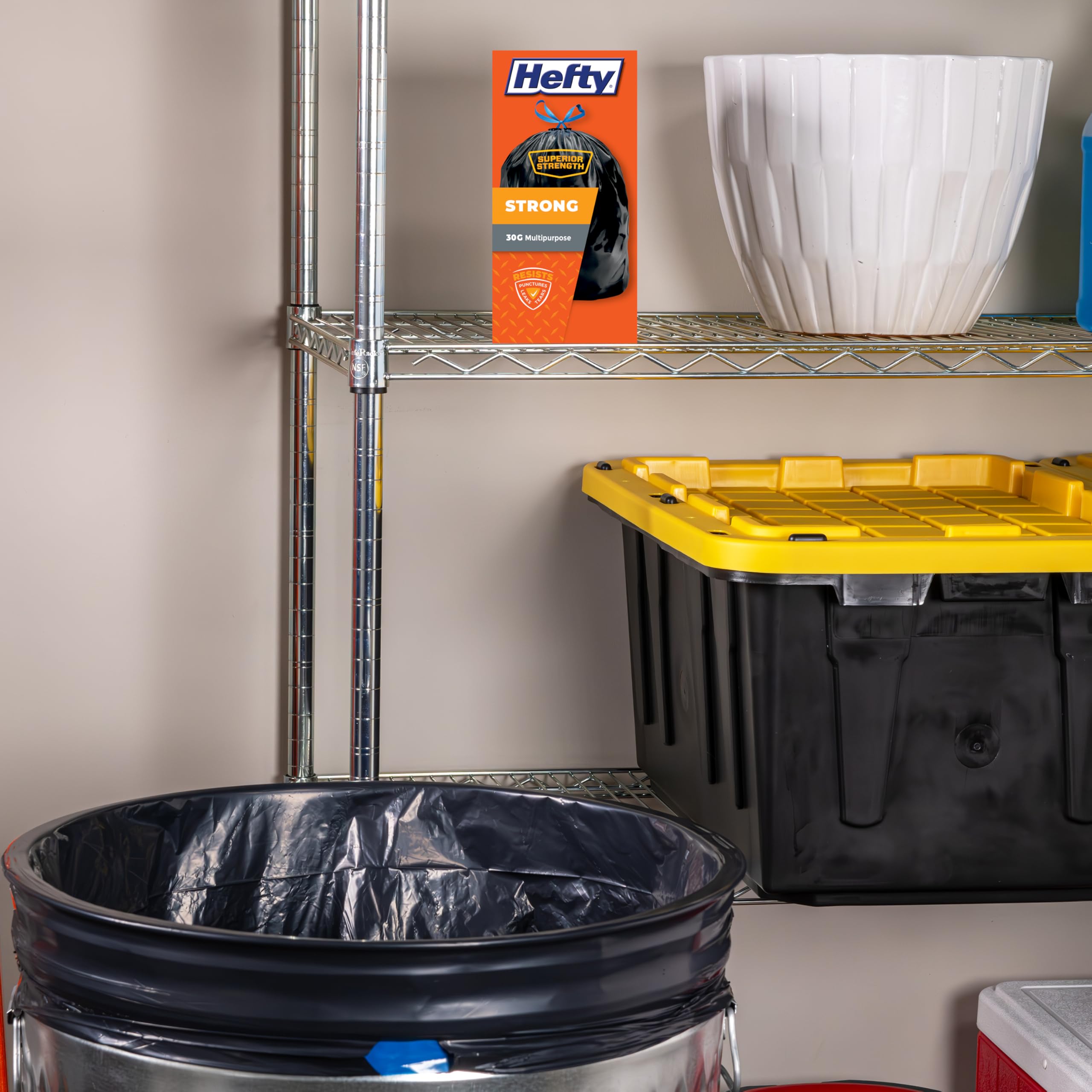 Hefty Strong Large Trash Bags, Black, 30 Gallon, 28 Count