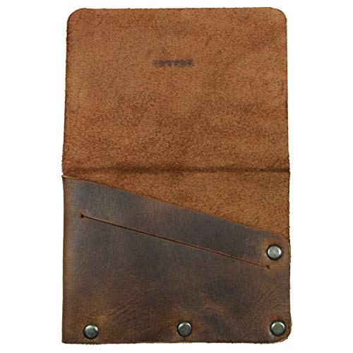 Hide & Drink, Leather Riveted Card Holder, Cash Wallet, Travel Case Organizer, Accessories, Handmade Includes 101 Year Warranty :: Bourbon Brown