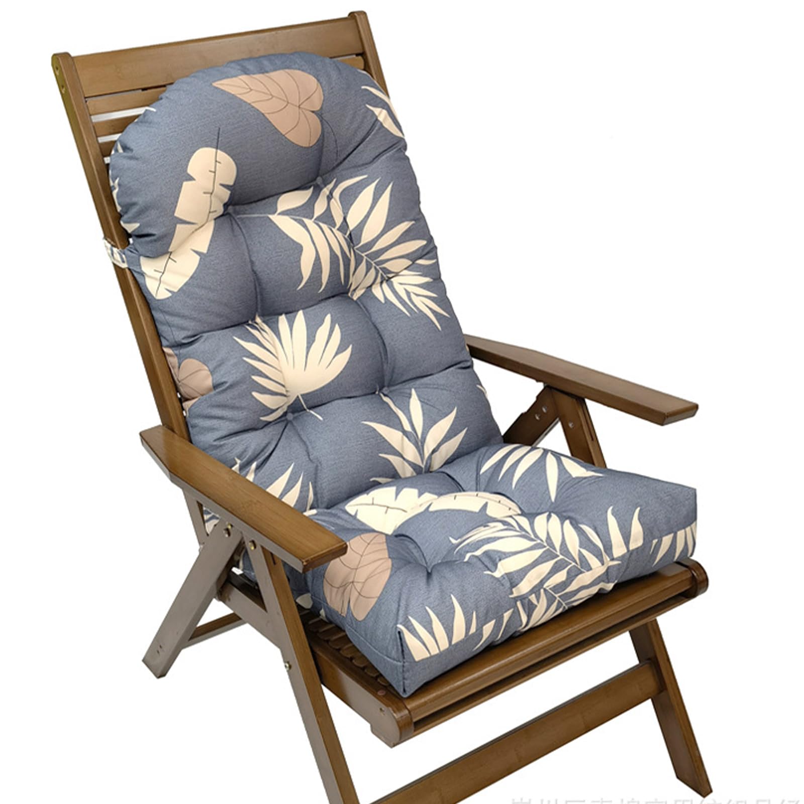 SHENJIA Patio Adirondack Chair Cushions 43” X 20” Tufted Wicker Chair Cushions Rocking Chair Replacement Cushion W/Fixing Straps, Tatami Floor Seat Pads for Indoor Outdoor Furniture(Color:Blue)