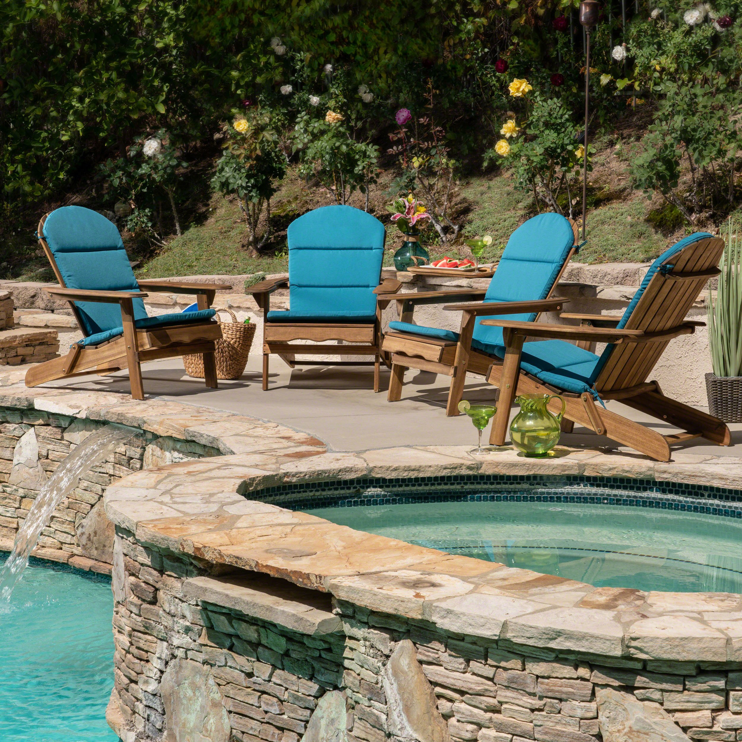 Christopher Knight Home Polyester Terry Outdoor Water-Resistant Adirondack Chair Cushions (Set of 4), Dark Teal, 4 Count (Pack of 1)