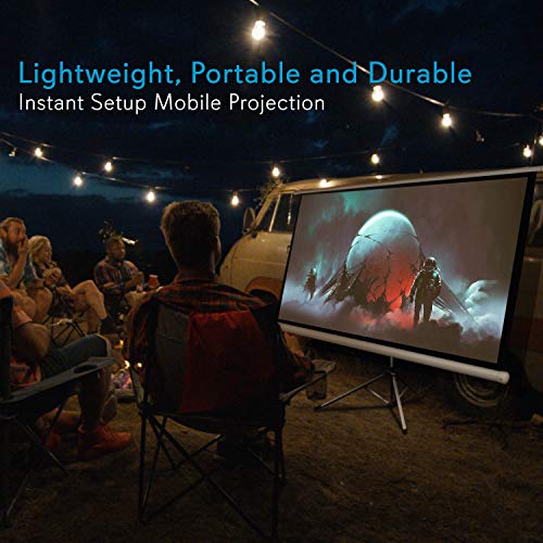 Portable Projector Screen Tripod Stand - Mobile Projection Screen , Lightweight Carry & Durable Easy Pull Assemble System for Schools Meeting Conference Indoor Outdoor Use, 50 Inch - Pyle PRJTP52
