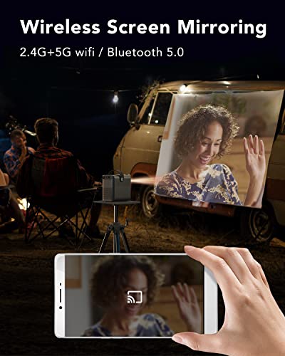 Portable Projector Native 1080p 4K Supported, 2.4G/5G WiFi Projector, 9000Lumens, 4D Keystone Correction, Zoom, 120" Big Screen Home Theater Projector Compatible with HDMI, USB, TV Stick