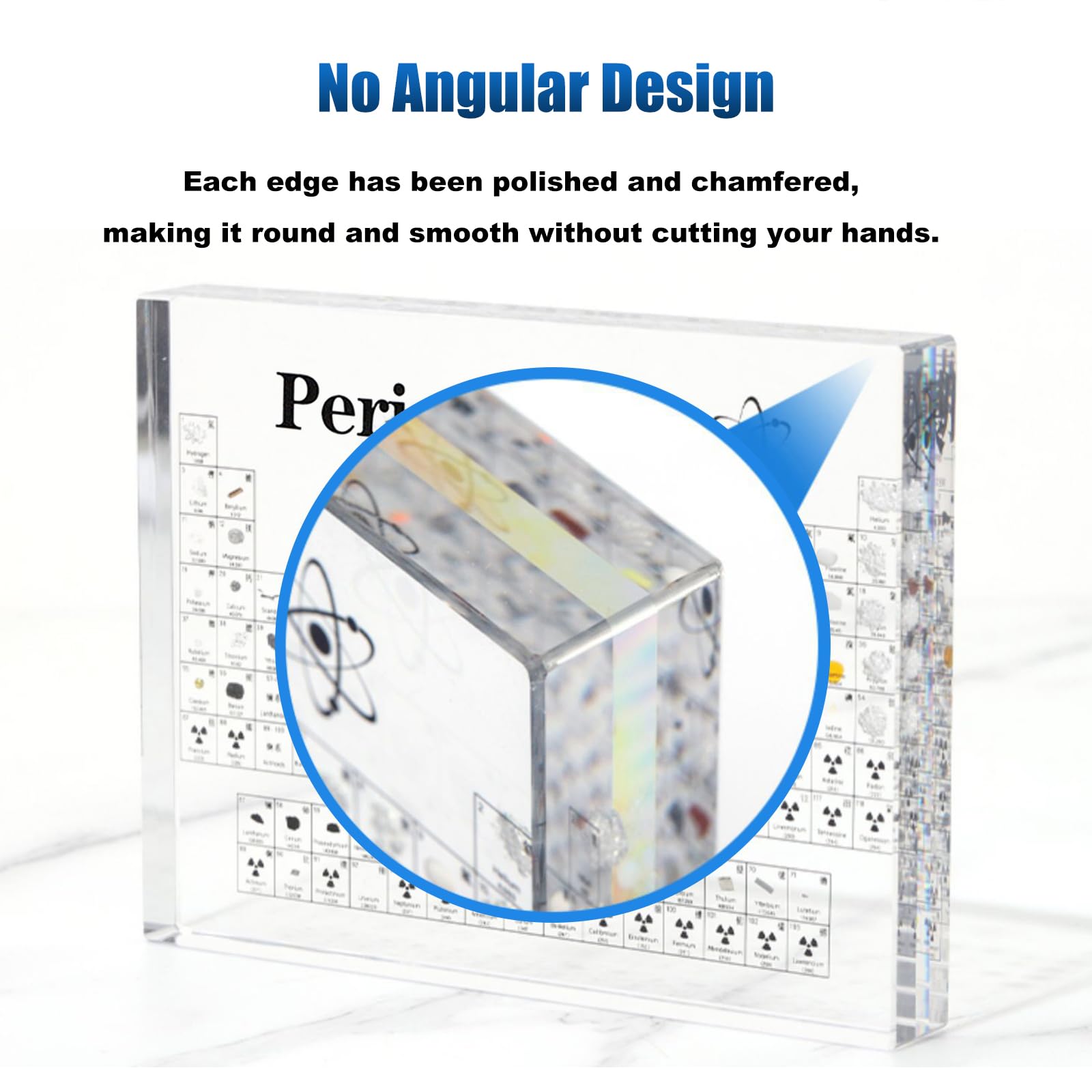 CNQLIS Periodic Table with Real Elements-Inside,Acrylic Periodic Table,3D Periodic Table of Elements,Gift for Teacher Parents Friend Students,Wooden Base(6 * 4.5 * 0.8 inch)
