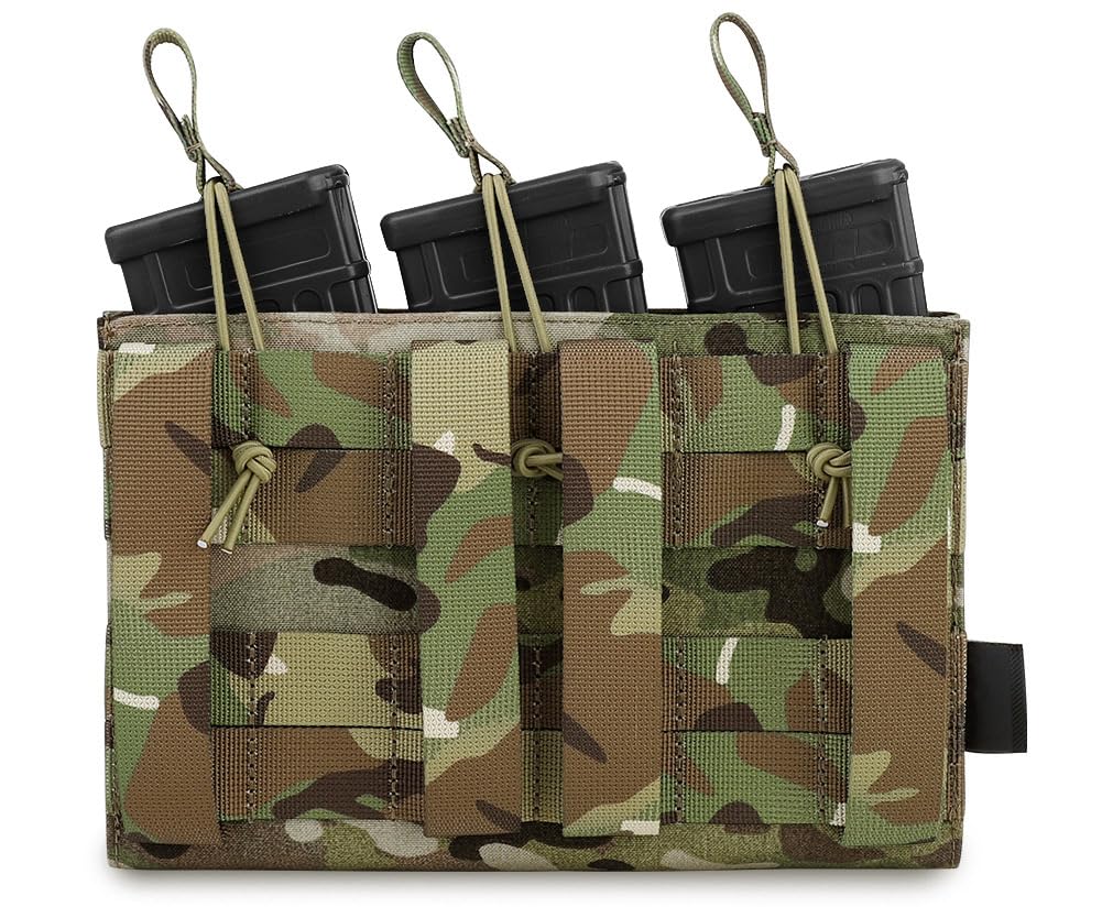 KRYDEX Triple Open-Top Mag Pouch for 5.56 .223 Magazine with 1911 HK45 Glock Pistol Mag Pouch (MC)