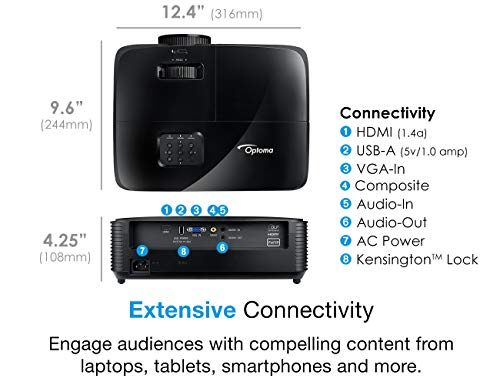 Optoma S336 SVGA Bright Professional Projector | Lights-On Viewing with 4000 Lumens | Latest DLP Technology | Business Presentations, Classrooms, or Home | 15,000 Hour lamp Life | Speaker Built in
