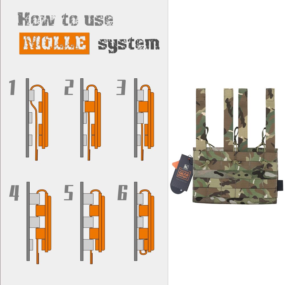 KRYDEX Triple Open-Top Mag Pouch for 5.56 .223 Magazine with 1911 HK45 Glock Pistol Mag Pouch (MC)