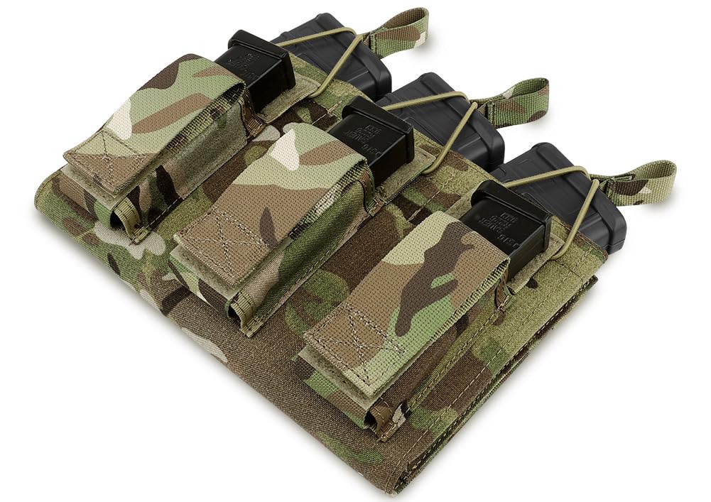 KRYDEX Triple Open-Top Mag Pouch for 5.56 .223 Magazine with 1911 HK45 Glock Pistol Mag Pouch (MC)