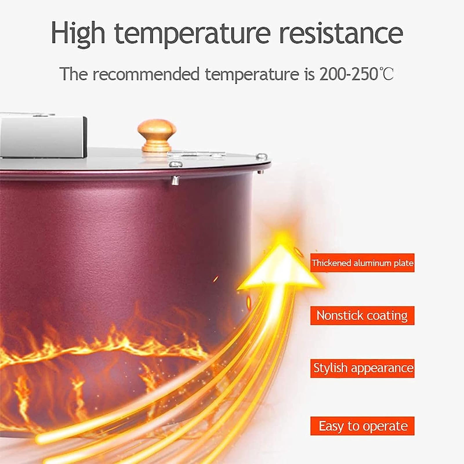 Popcorn Maker Manual Stove Top Non-Stick Popcorn Pot, with Anti-Scalding Handle And Detachable Lid, Universal for Gas Induction Cooker