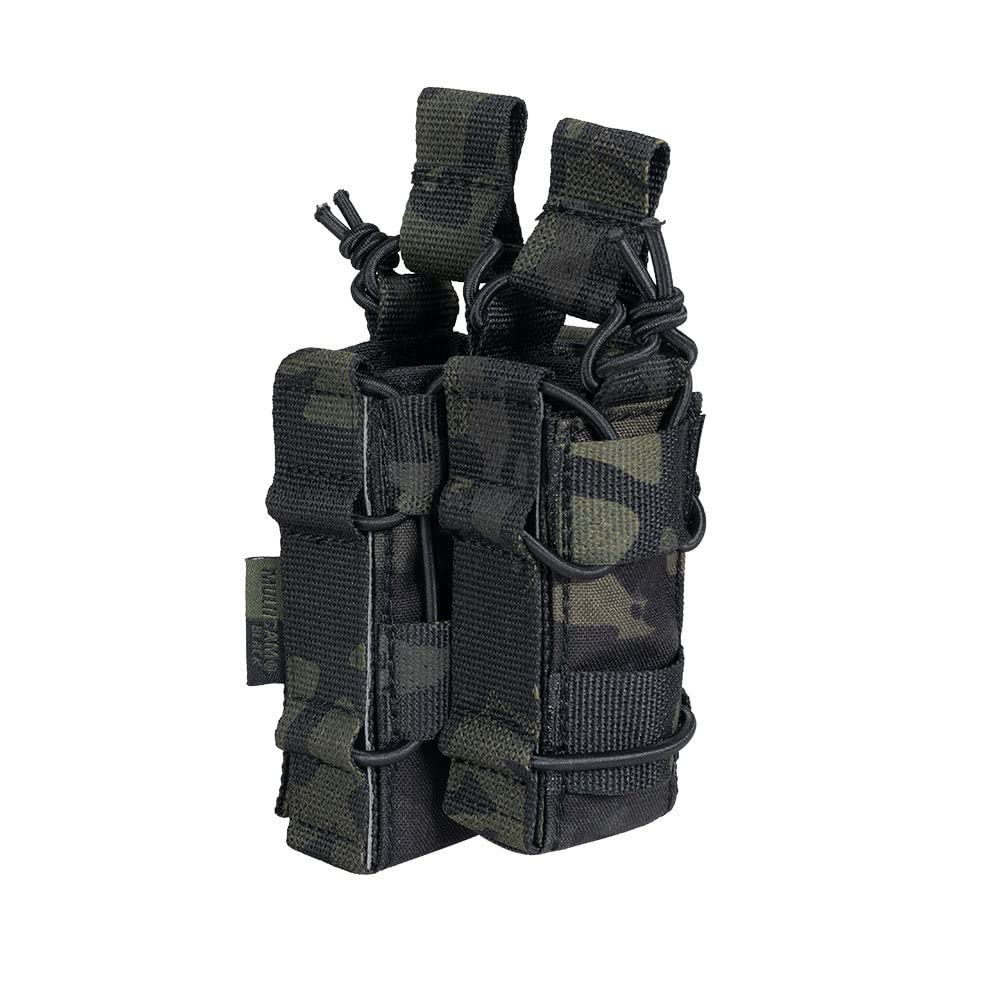 EXCELLENT ELITE SPANKER Open-Top Double Rifle Mag Pouch for M4 M14 M16 G36 AR15 Magazine with Pistol Mag Pouch(Mulcticam,Double Pouch)