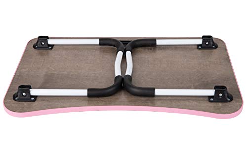 Mind Reader Woodland Collection, Portable Laptop Desk/Breakfast Table, Collapsible, Portable, Folding Legs, Pink