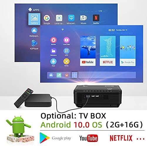 K18 Mini LED 1920x1080 Full HD 1080P Portable Game LCD Projector Enjoy Life, Enjoy Private Theatre (Color : K18 add TV box)