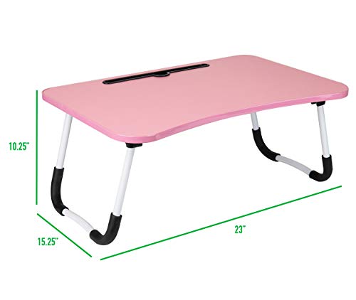 Mind Reader Woodland Collection, Portable Laptop Desk/Breakfast Table, Collapsible, Portable, Folding Legs, Pink