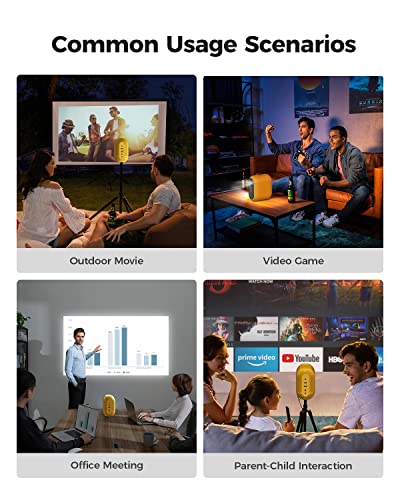 Pokitter Mini Projector Video Portable Projector with 5W Speaker ,1080P Supported ,Home Theater Movie Projector Compatible with HDMI,VGA,USB,AV,Laptop,Smartphone,Xbox